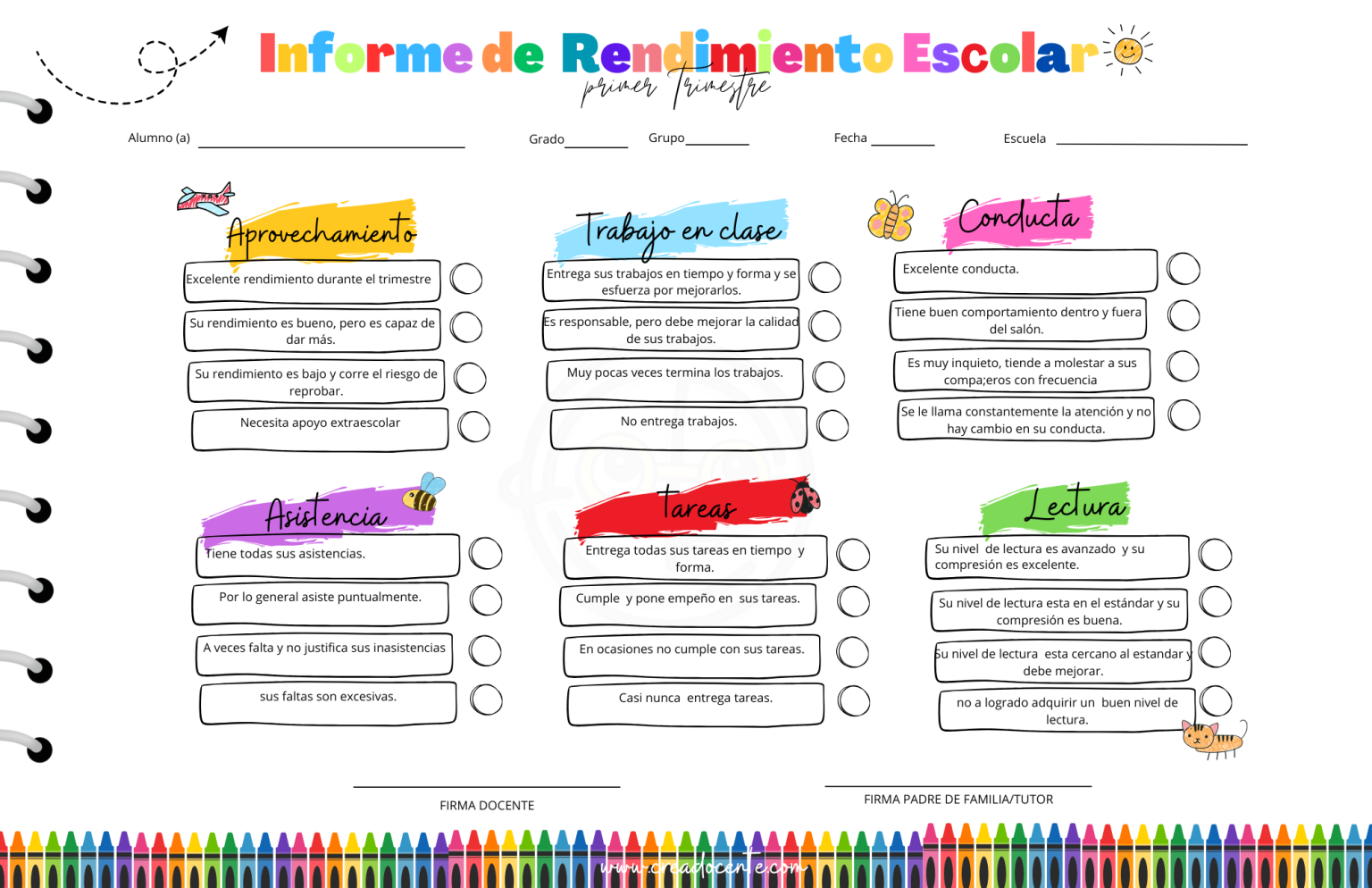 Simplifica tu Evaluación con este Informe de Rendimiento Escolar 🌟 ...