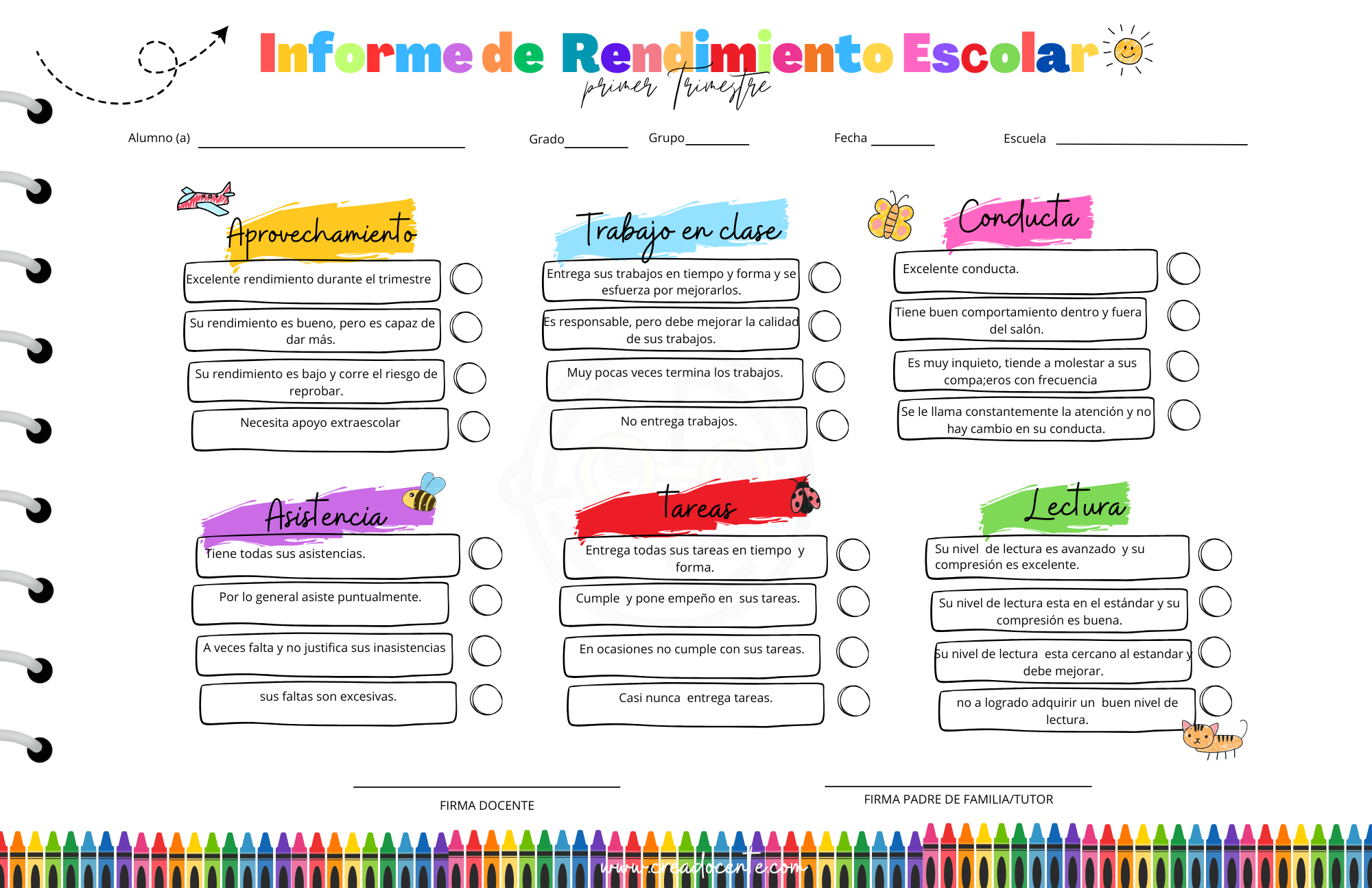 Simplifica tu Evaluación con este Informe de Rendimiento Escolar 🌟 – Blog Crea Docente